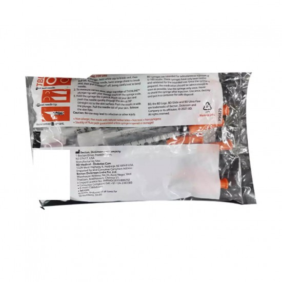 BD Glide Ultra-Fine II Insulin Syringes 1ML U-100 31gx6mm (Pack of 10 ...
