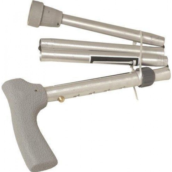 Vissco Folding Walking Stick Adjustable Height - L Shaped Handle Grip ...