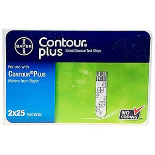 Bayer Contour PLUS Glucometer Test Strips-50 Strips (2X25 Pack)|Buy ...